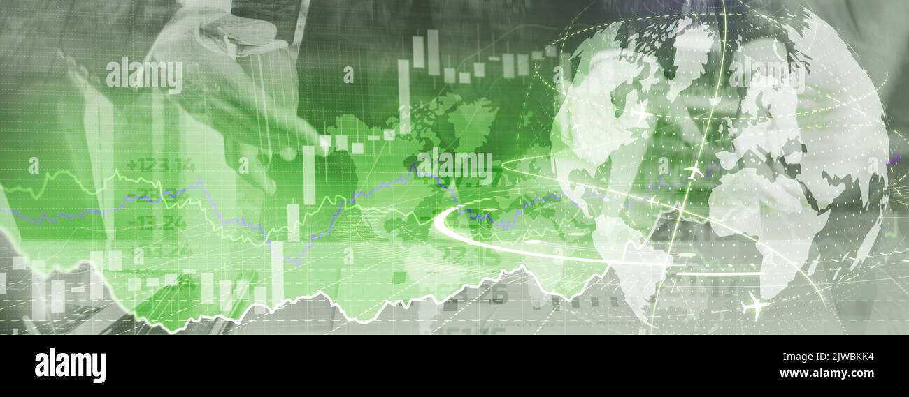 Global stock market trading. Background with 3D model of the globe ...