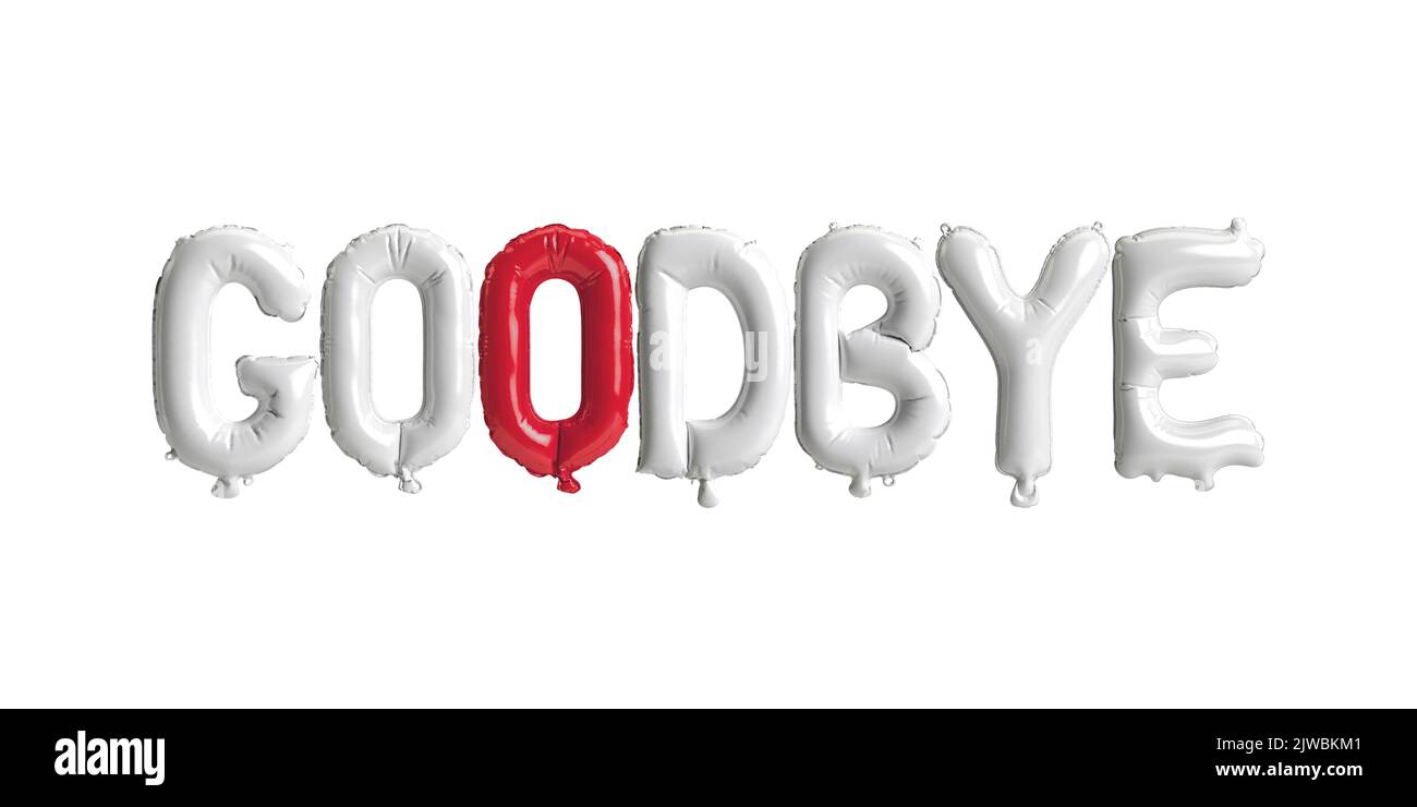 3d illustration of goodbye letter balloon in japan flag isolated on ...