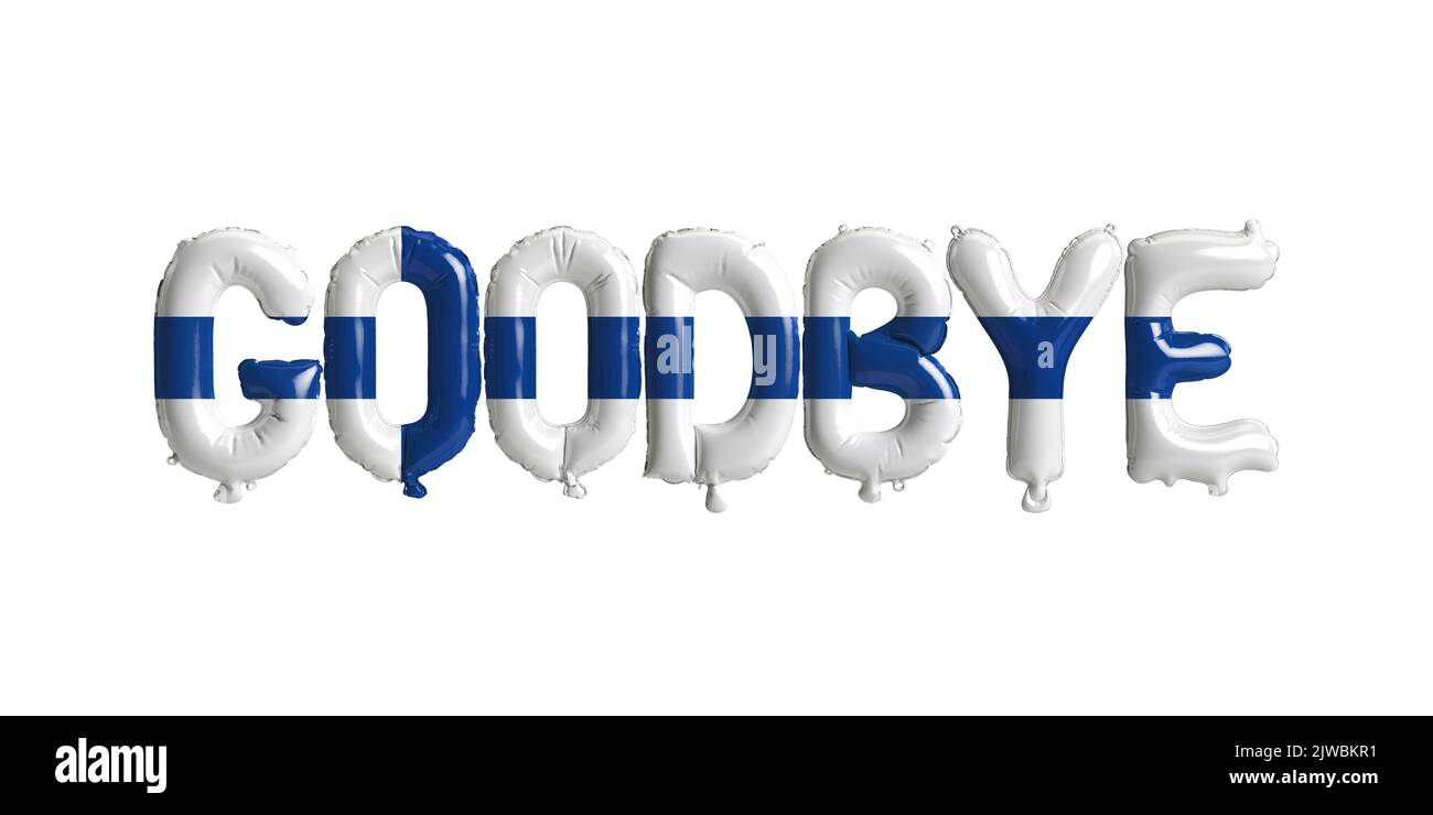 3d illustration of goodbye letter balloon in finland flag isolated on ...