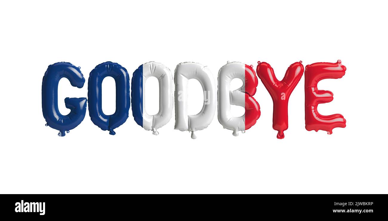 3d illustration of goodbye letter balloon in france flag isolated on ...