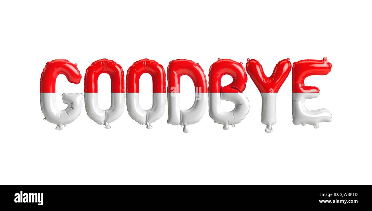 3d illustration of goodbye letter balloon in Indonesia flag isolated on ...
