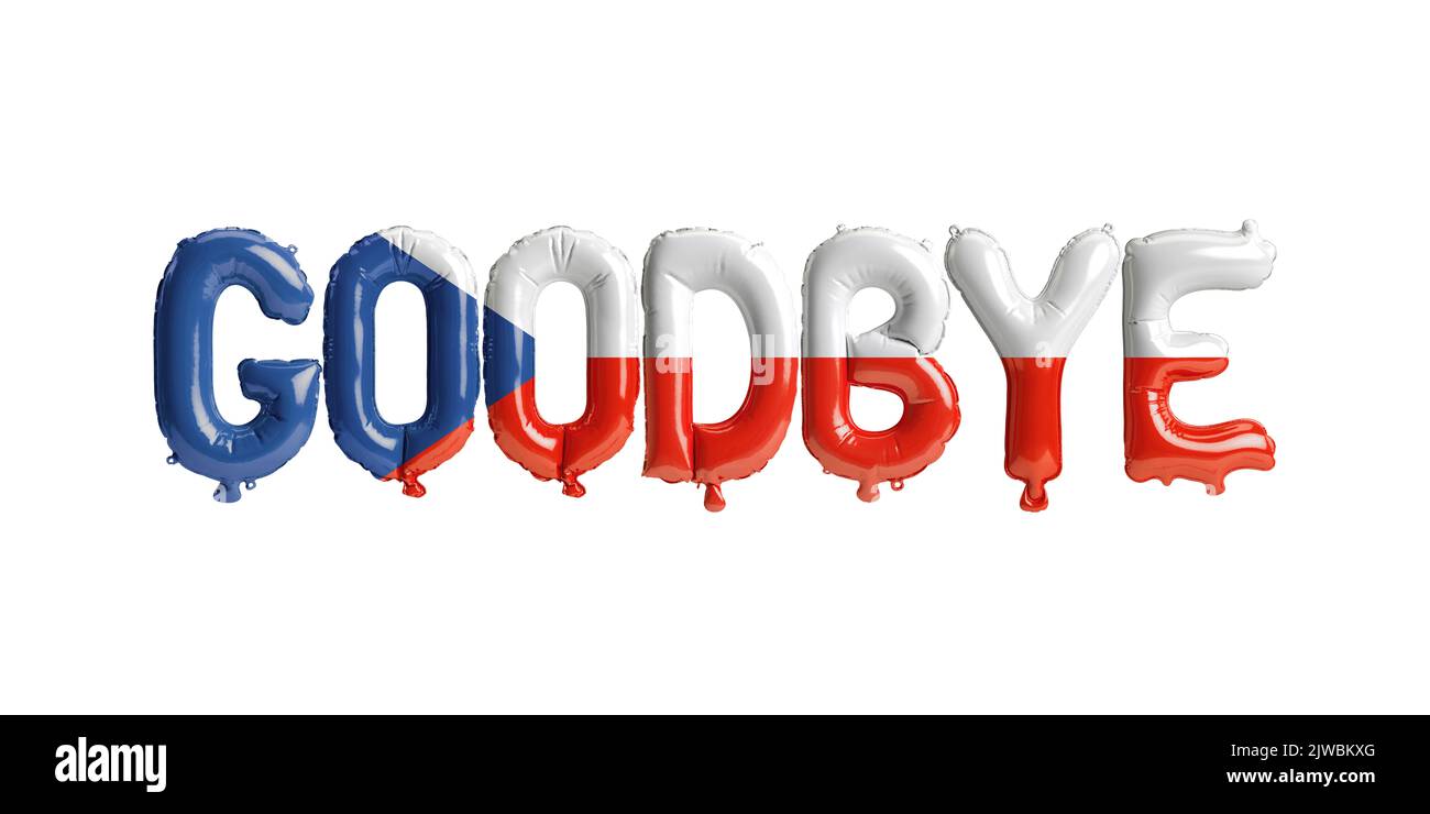 3d illustration of goodbye letter balloon in Czech Republic flag ...