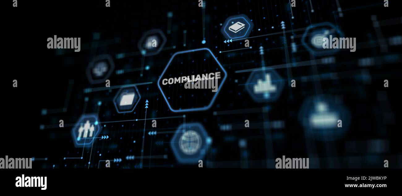 Compliance Rules Law Business Technology concept abstract background ...