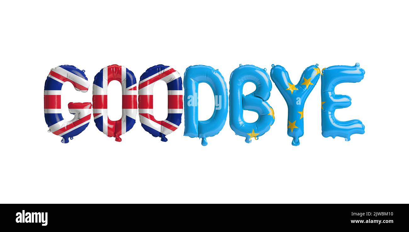 3d illustration of goodbye letter balloon in Tuvalu flag isolated on ...