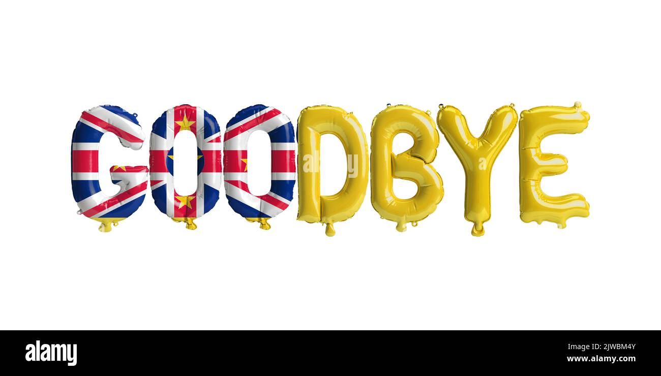 3d illustration of goodbye letter balloon in Niue flag isolated on ...