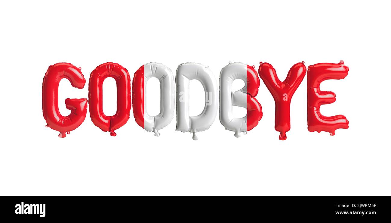 3d illustration of goodbye letter balloon in Peru flag isolated on ...