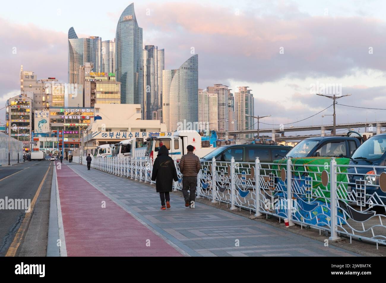Busan, South Korea - March 16, 2018: Busan city street view with ...