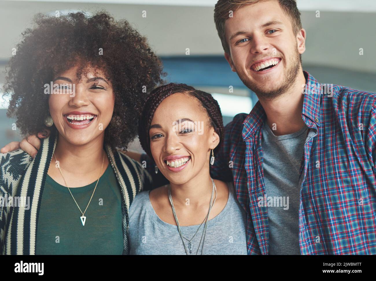 Teams who work well together, work well. Portrait of a group of happy ...