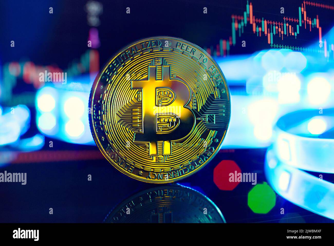 Cryptocurrency, virtual money. Blockchain technology, bitcoin mining ...