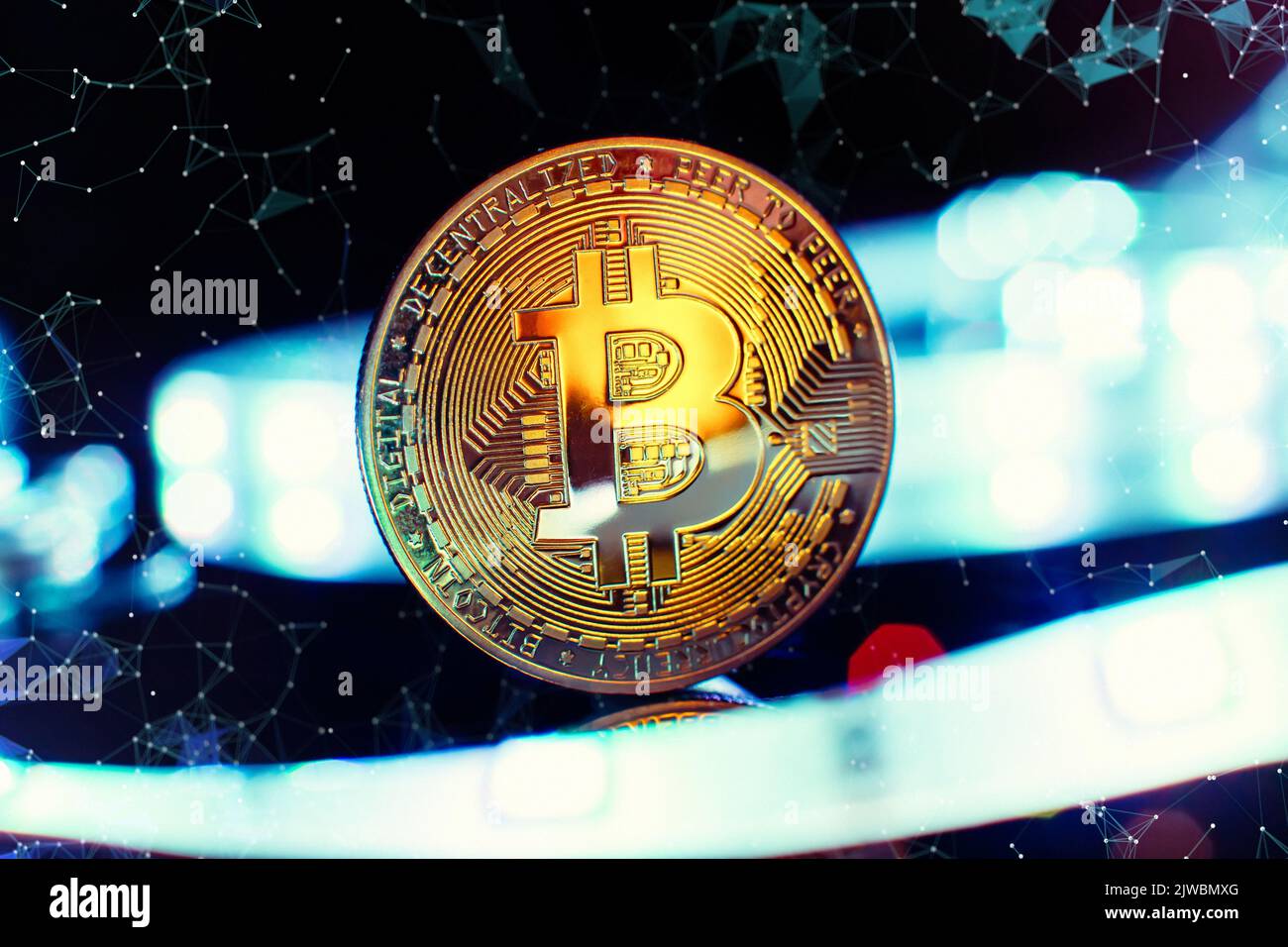 Cryptocurrency, virtual money. Blockchain technology, bitcoin mining ...