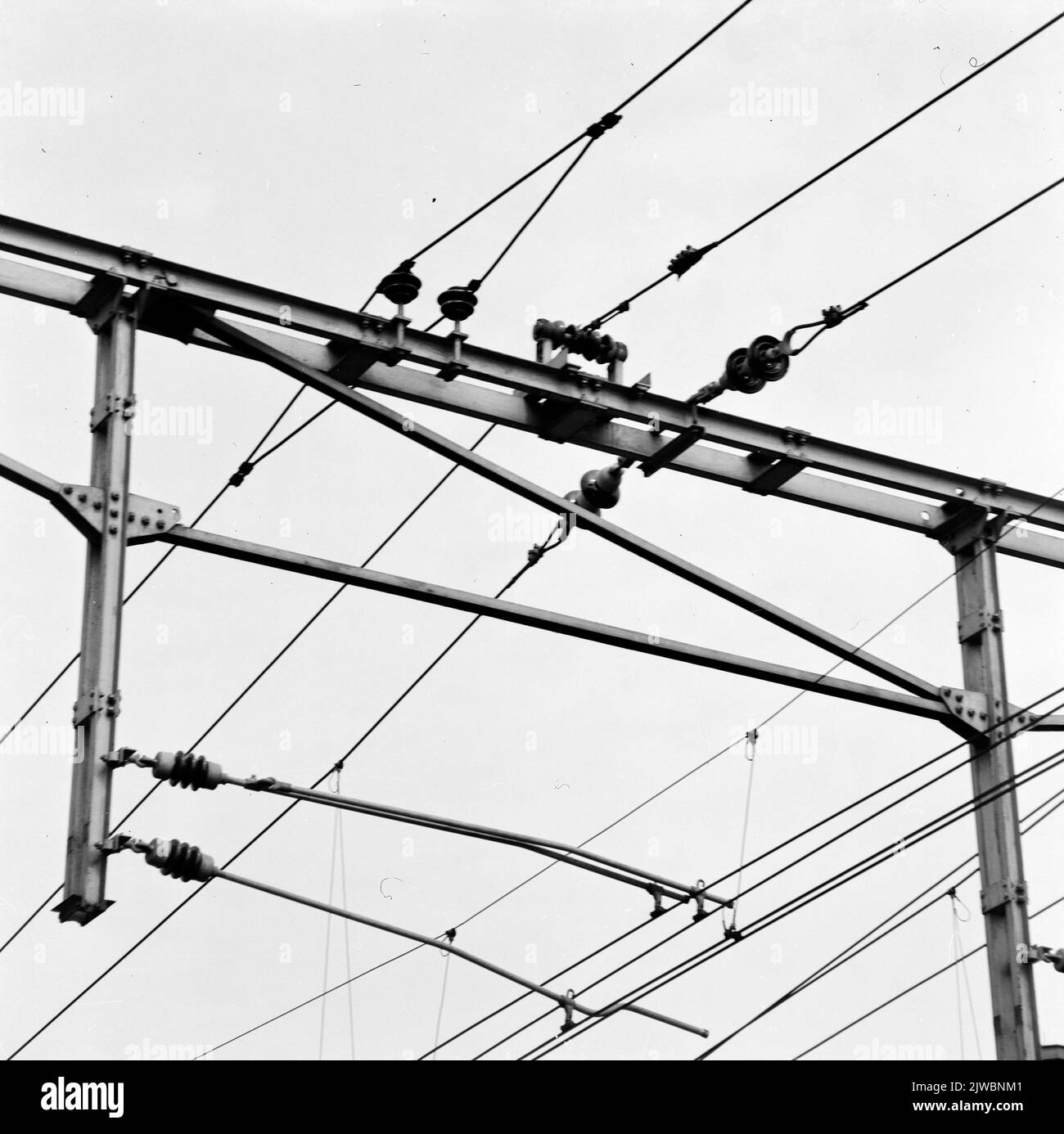 Detail of the overhead line of the railway line in Houten Stock Photo ...