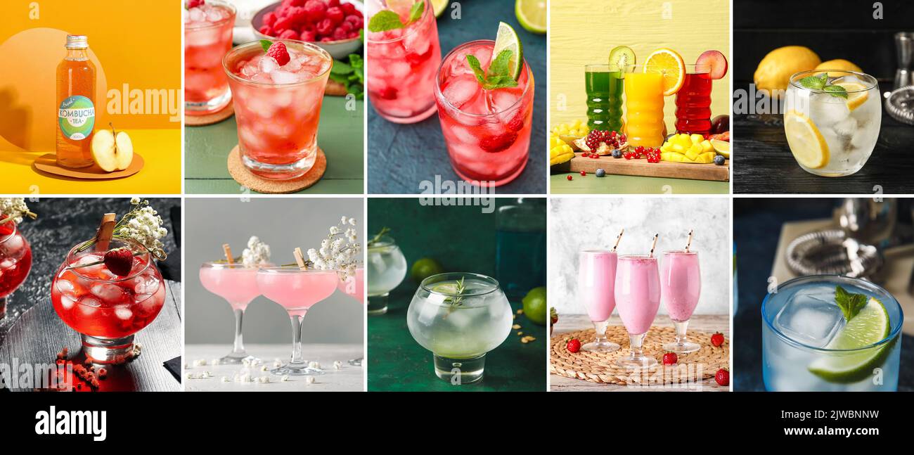 Collage tasty beverages on hi-res stock photography and images - Alamy