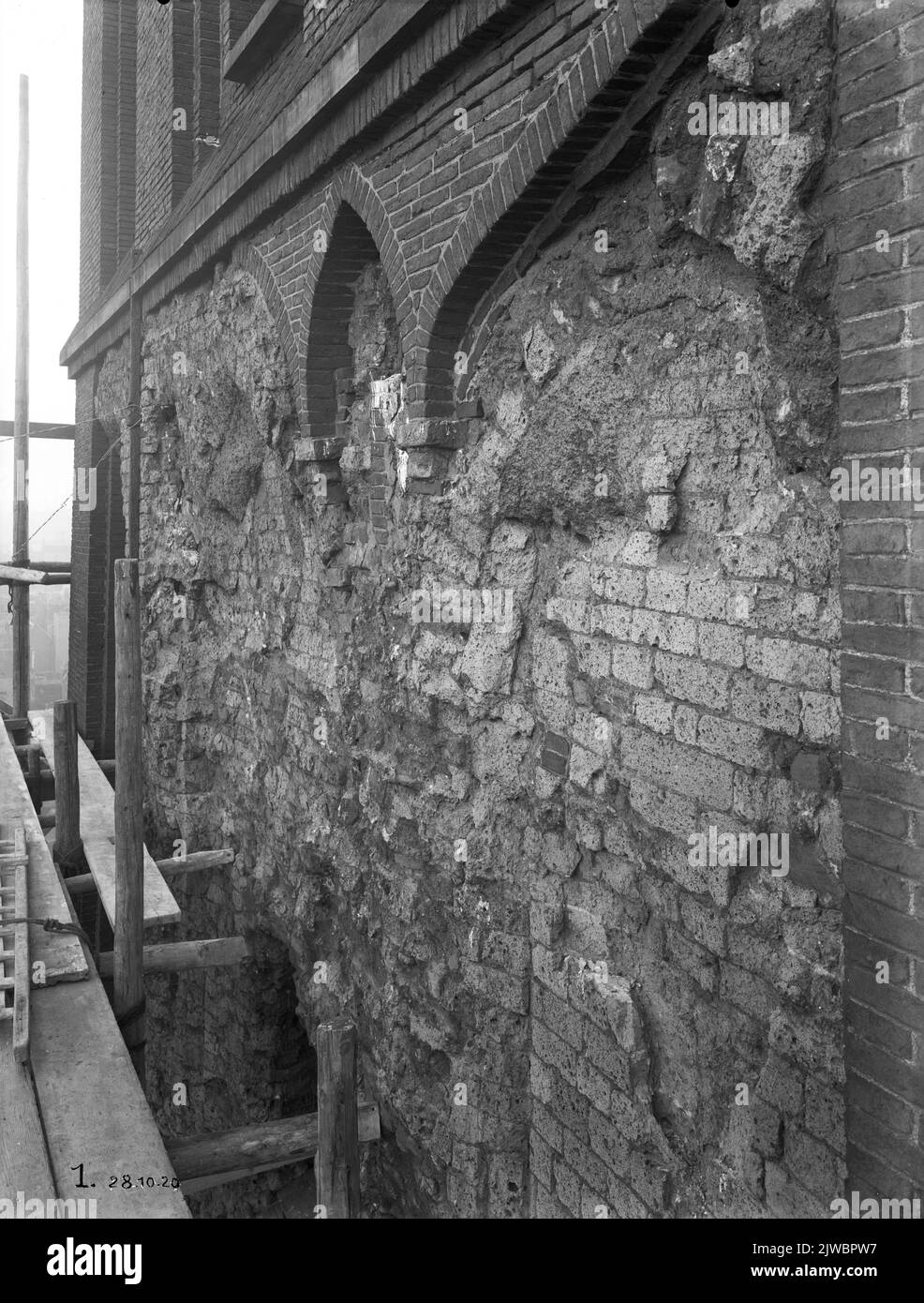 Detail of the tower of the Jacobikerk (Jacobskerkhof) in Utrecht ...