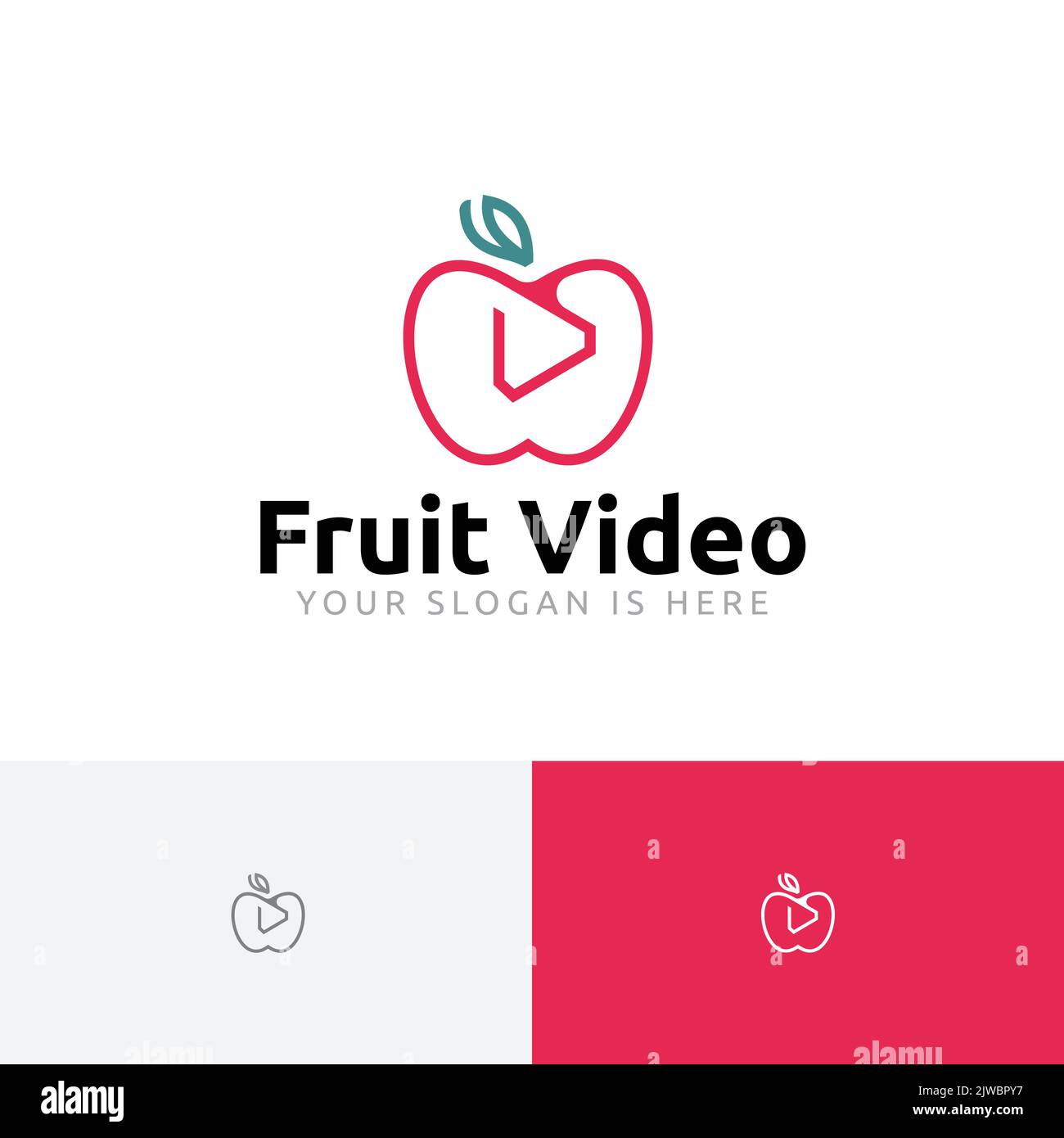 Fruit Video Apple Play Button Line Logo Stock Vector Image & Art - Alamy