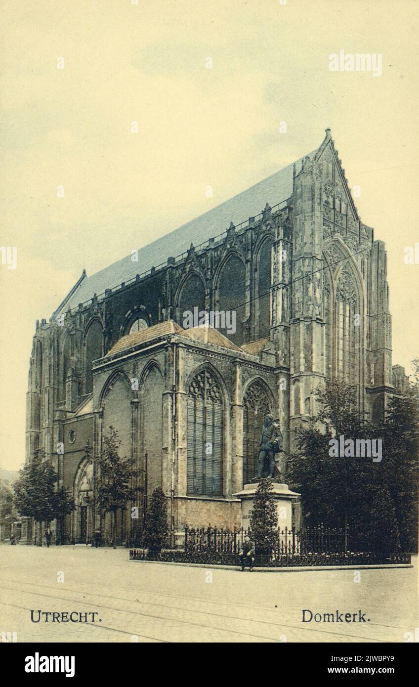 View of the Domkerk in Utrecht from the Domplein from the southwest ...