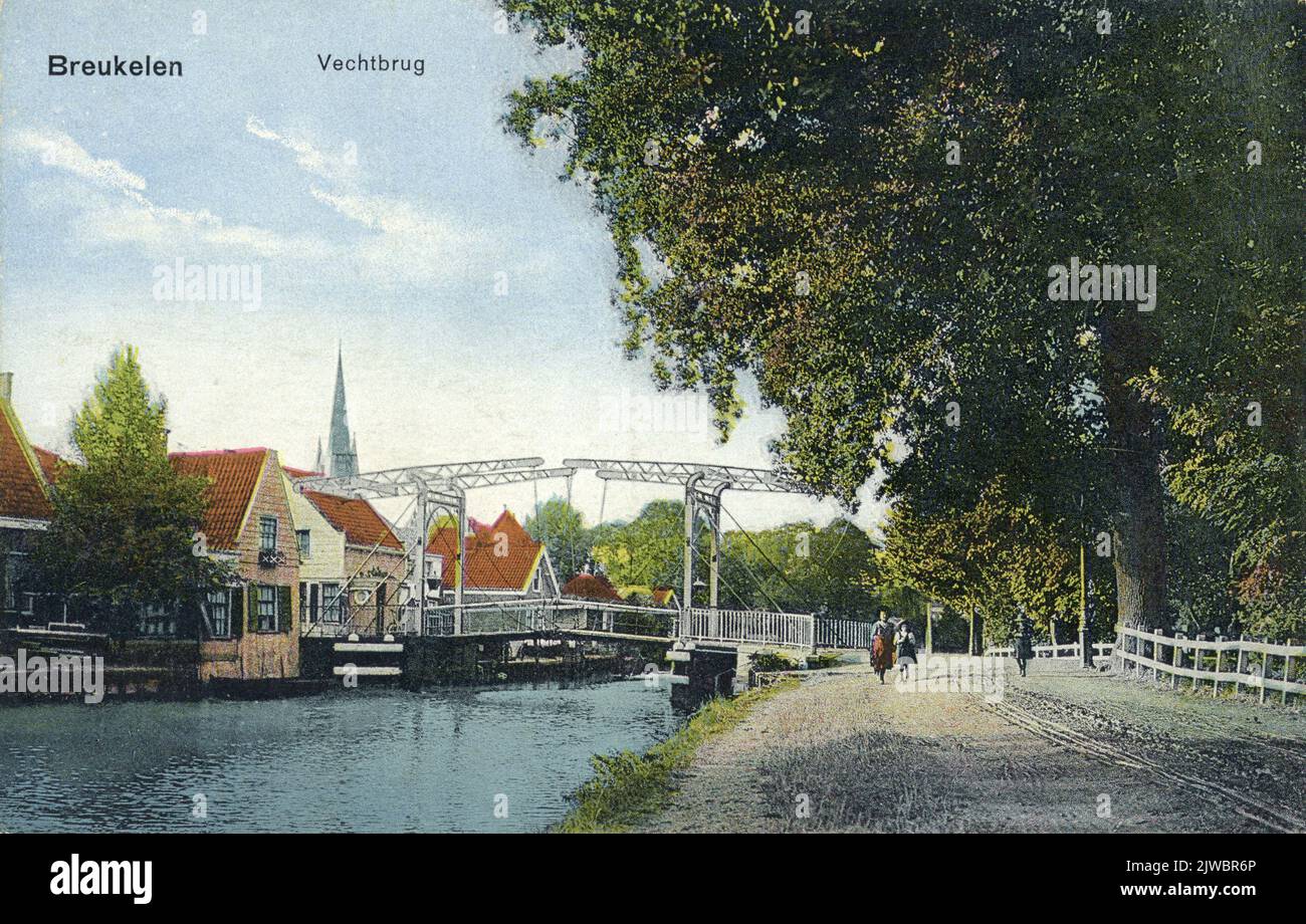 View of the Vecht, the Vechtbrug and the village center of Breukelen ...