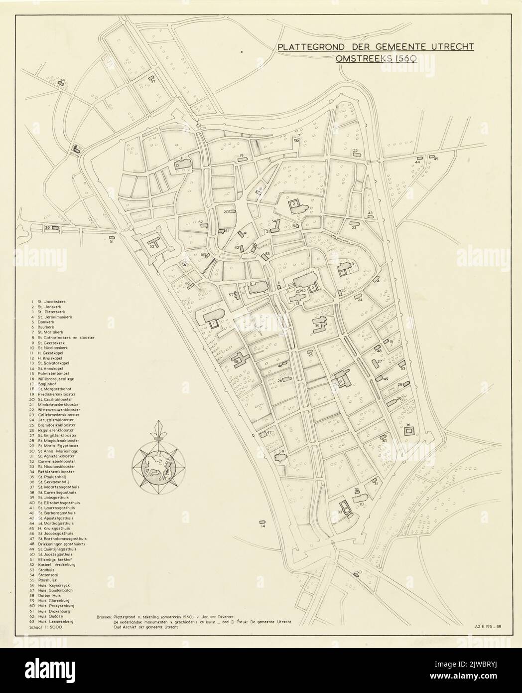 Map of the municipality of Utrecht around 1560 Stock Photo - Alamy