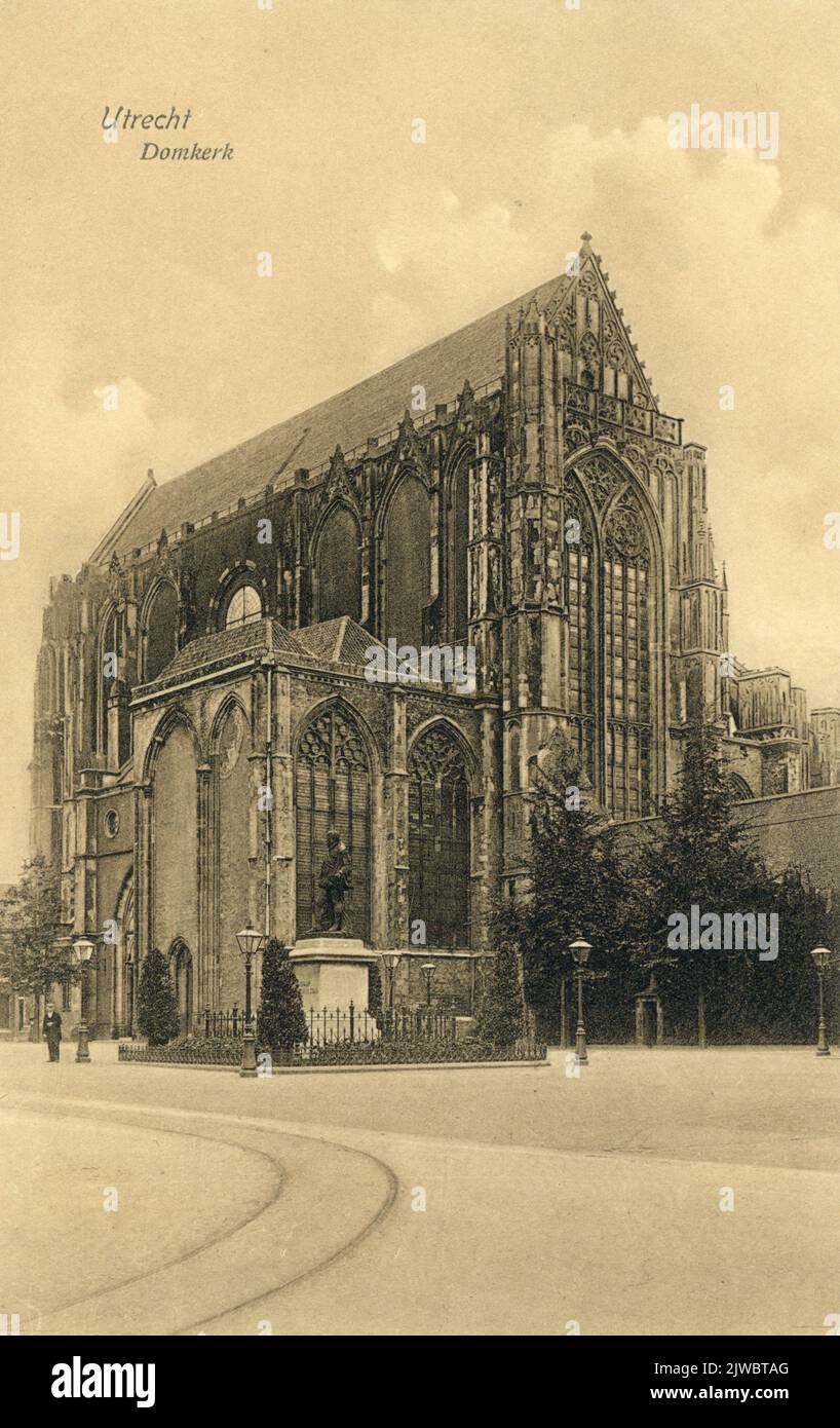 View of the Domkerk in Utrecht from the Munsterkerkhof from the ...