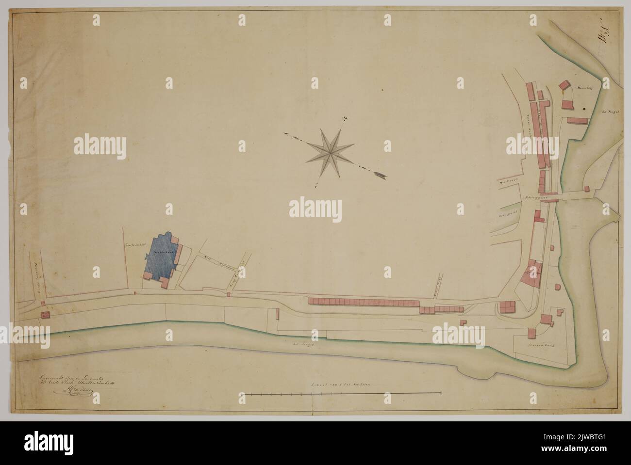 Map of the city wall with Stadsbuitengracht between the Bolwerk ...