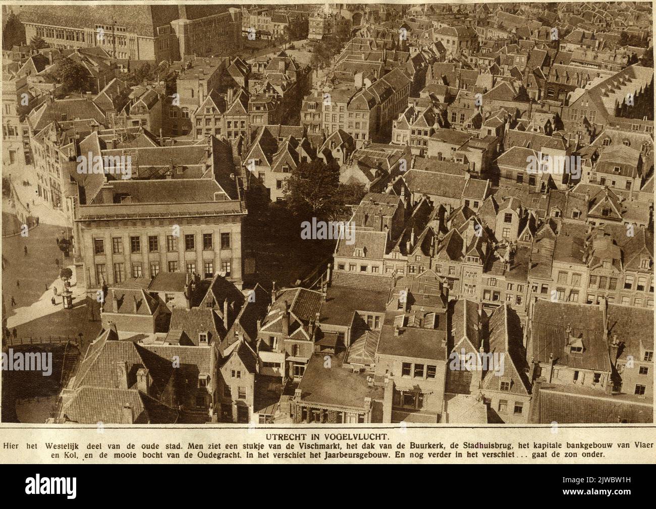 Overview of a part of the city of Utrecht; From the Dom Tower (Domplein ...