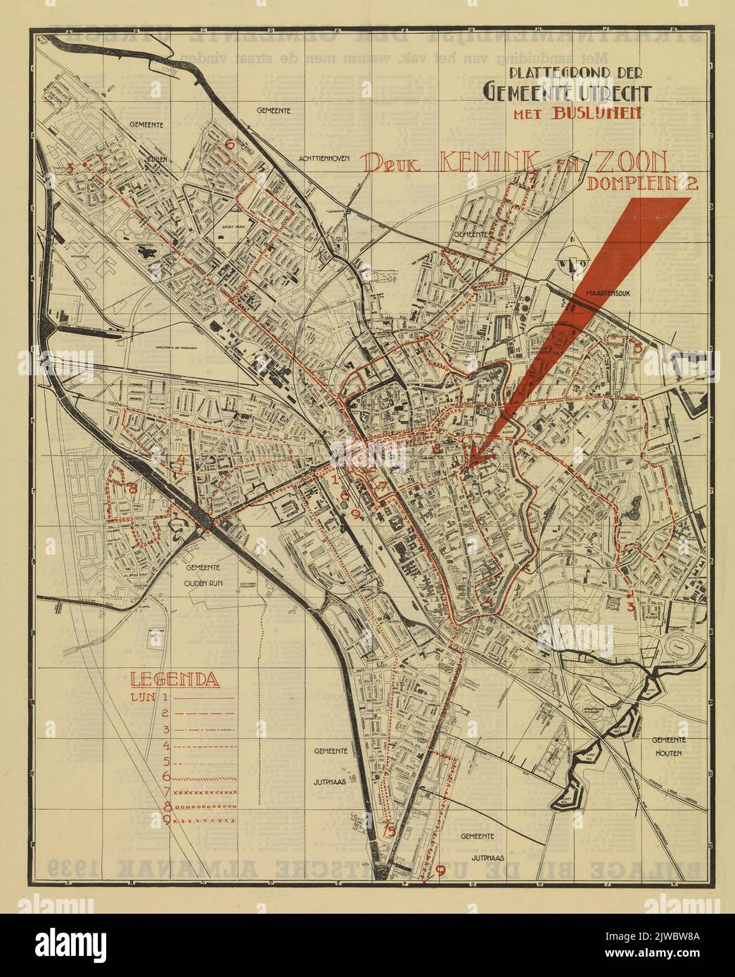Map of the municipality of Utrecht with bus lines Stock Photo - Alamy