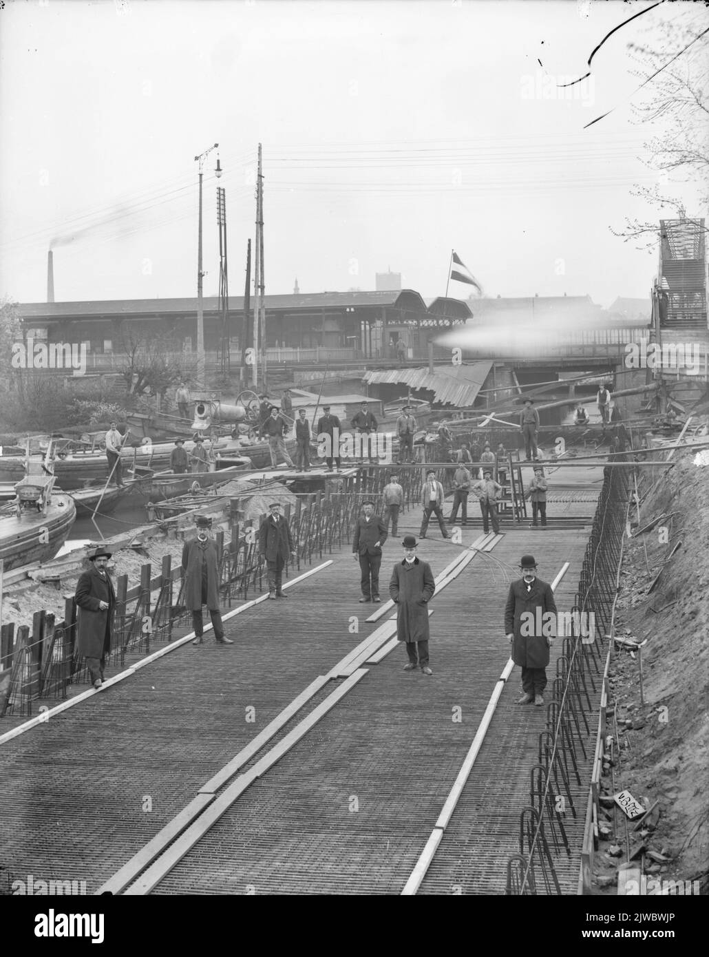 View of the reinforcement in the floor of the tunnel under the railway ...