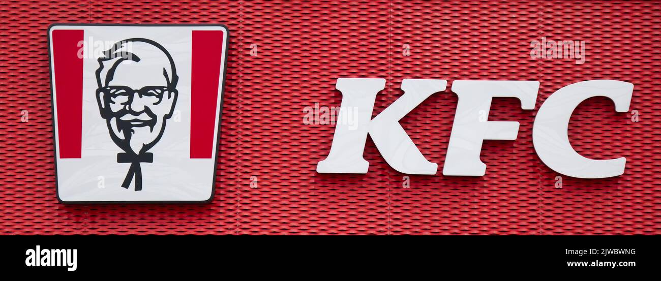 KFC (Kentucky Fried Chicken) logo on a facade Stock Photo - Alamy