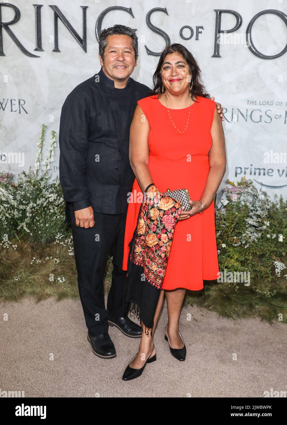 (L-R) Paul Mayeda Berges and Gurinder Chadha seen attending the Global ...