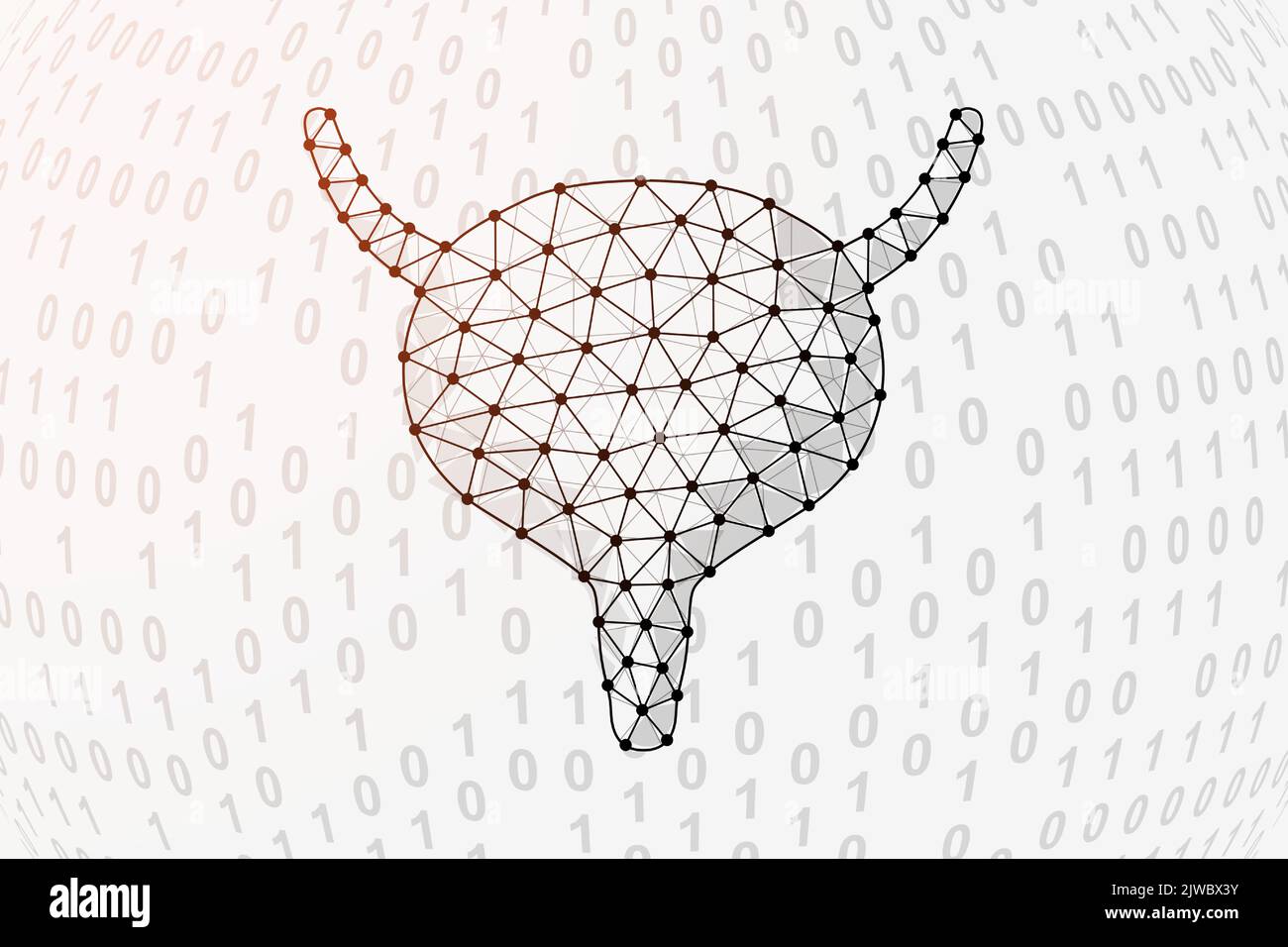 Bladder 3d low poly symbol with binary code background. Reproductive ...
