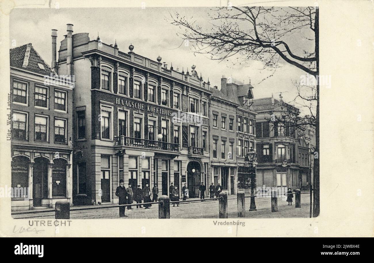 View of the facades of a few houses on Vredenburg in Utrecht with the ...