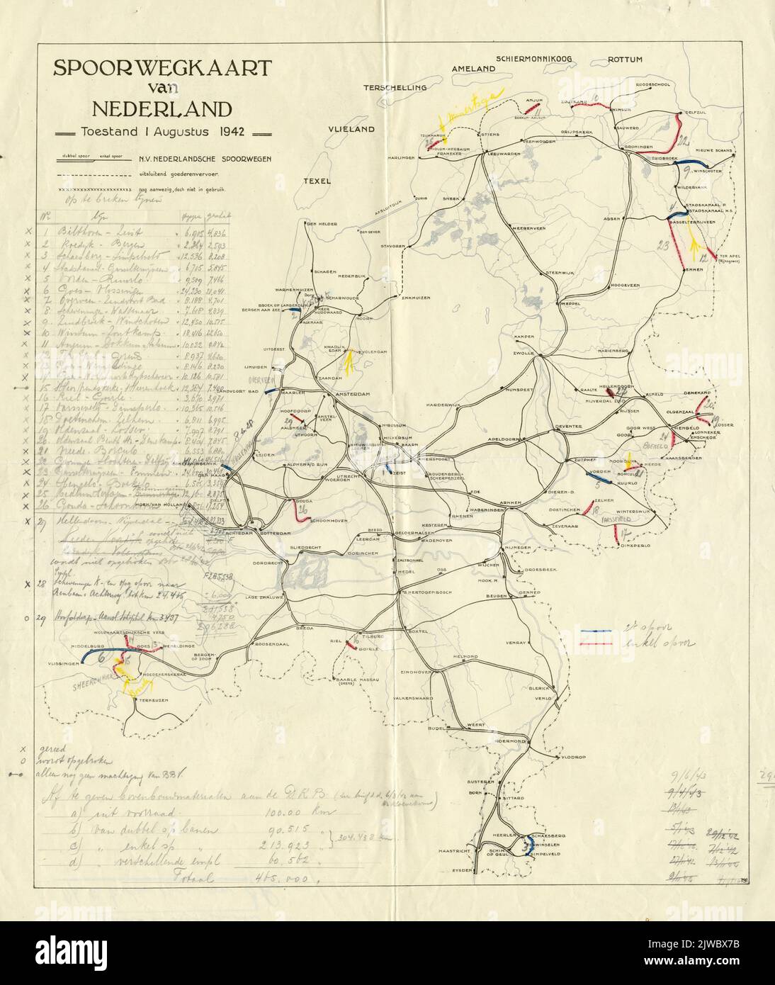 Railway map of the Netherlands / situation 1 August 1942 Stock Photo ...
