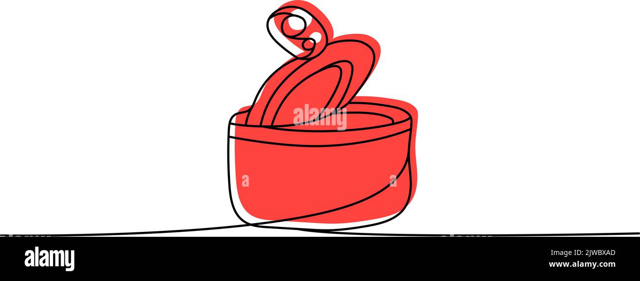 Metal tin can one line colored continuous drawing. Tin can continuous ...