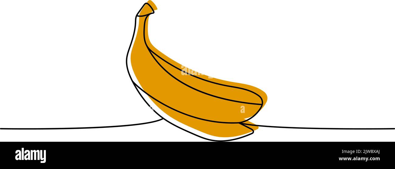 Peel of banana one line colored continuous drawing. Banana Peel ...