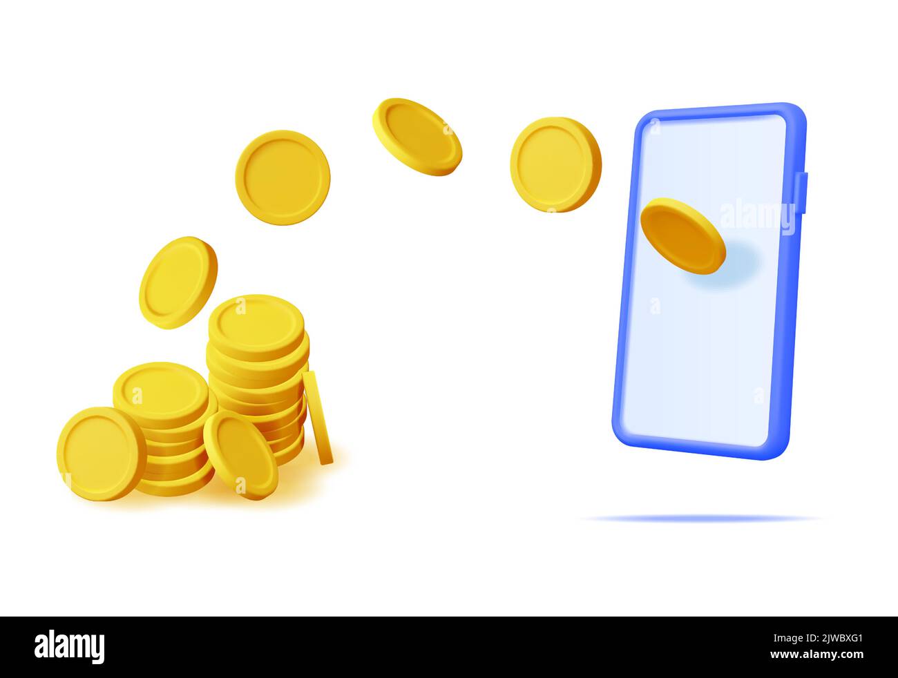 3D Flying Coins and Smartphone Isolated Stock Vector Image & Art - Alamy