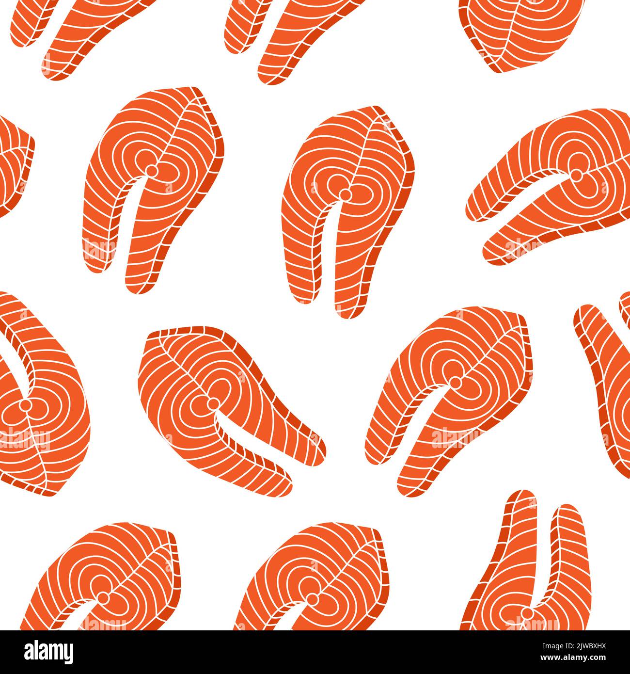 Fish salmon steak seamless pattern. Colored salmon steak background ...