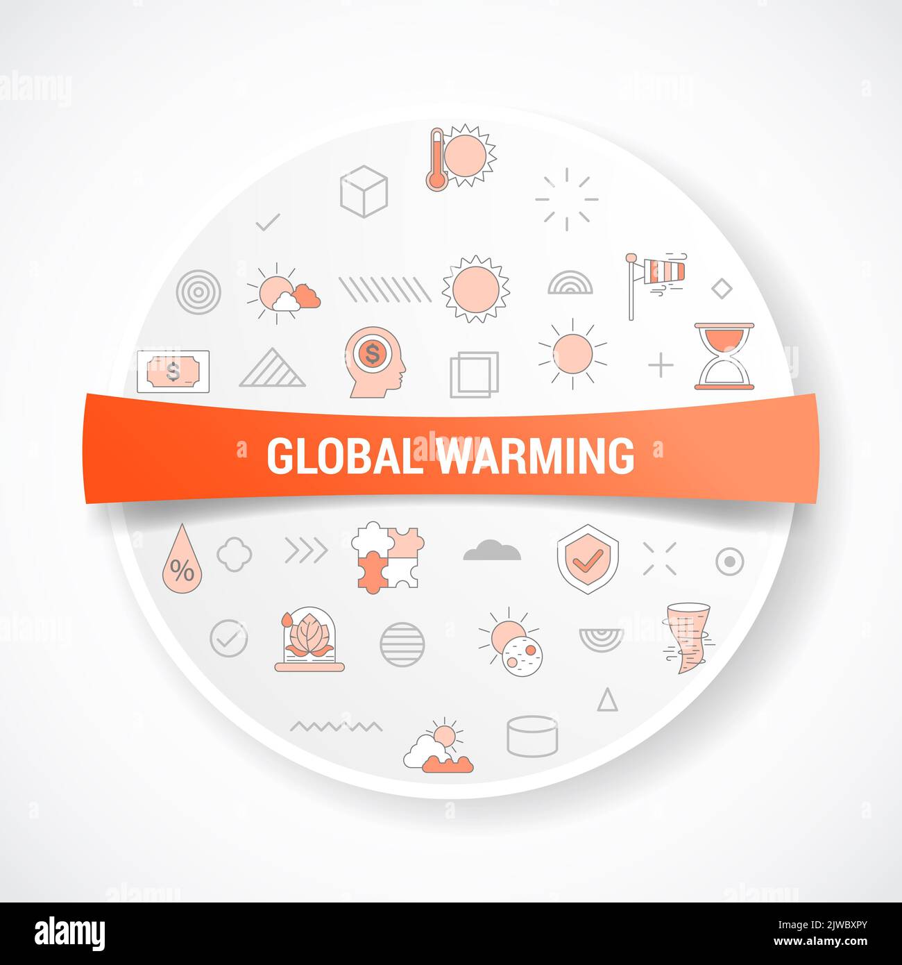 global warming concept with icon concept with round or circle shape for ...