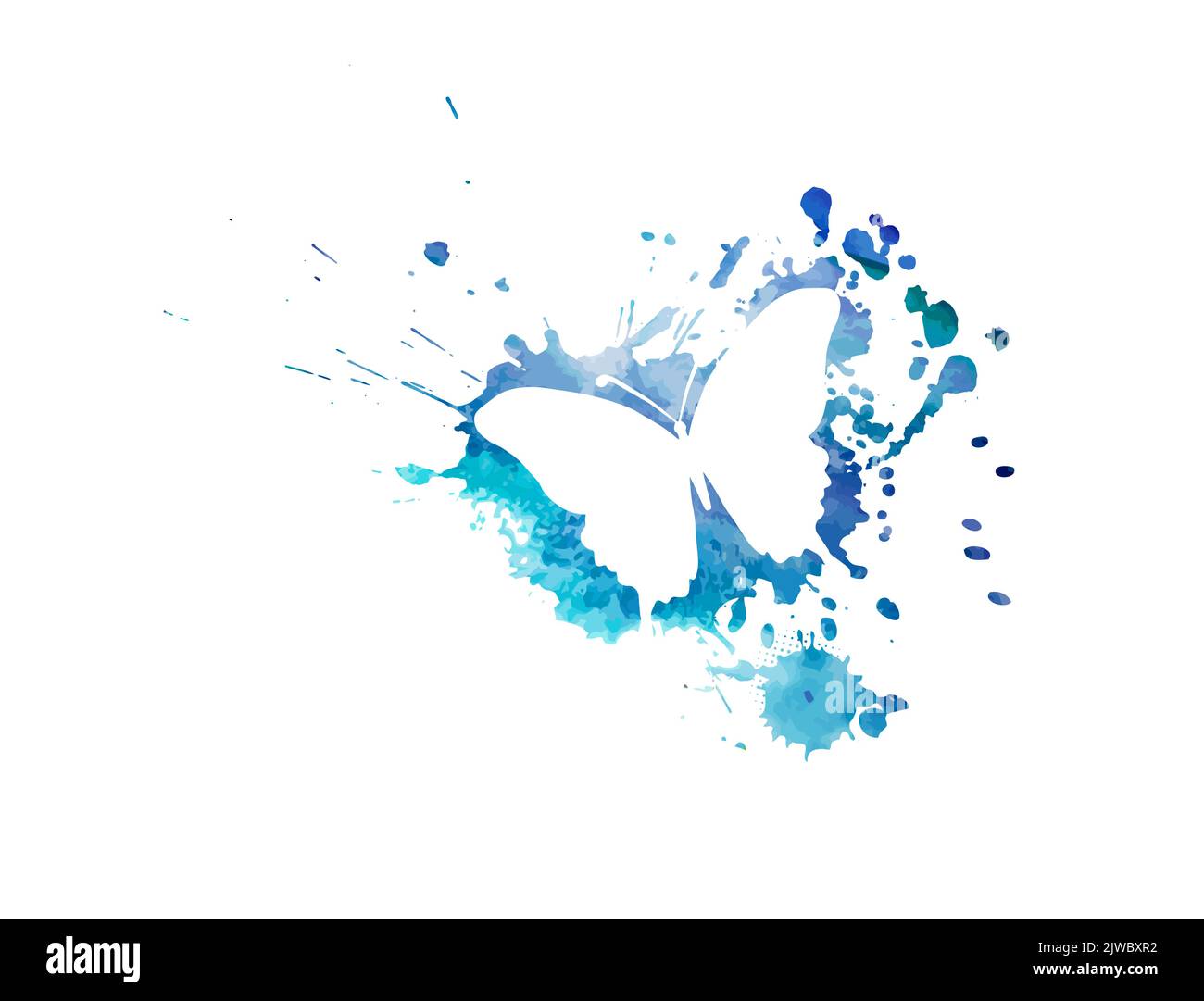 Blue blob and butterfly. Vector illustration. Abstract grunge ...