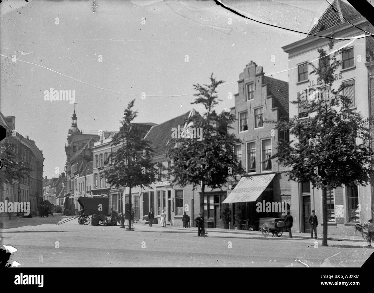 View of the facades of a few houses on the western square wall of the ...