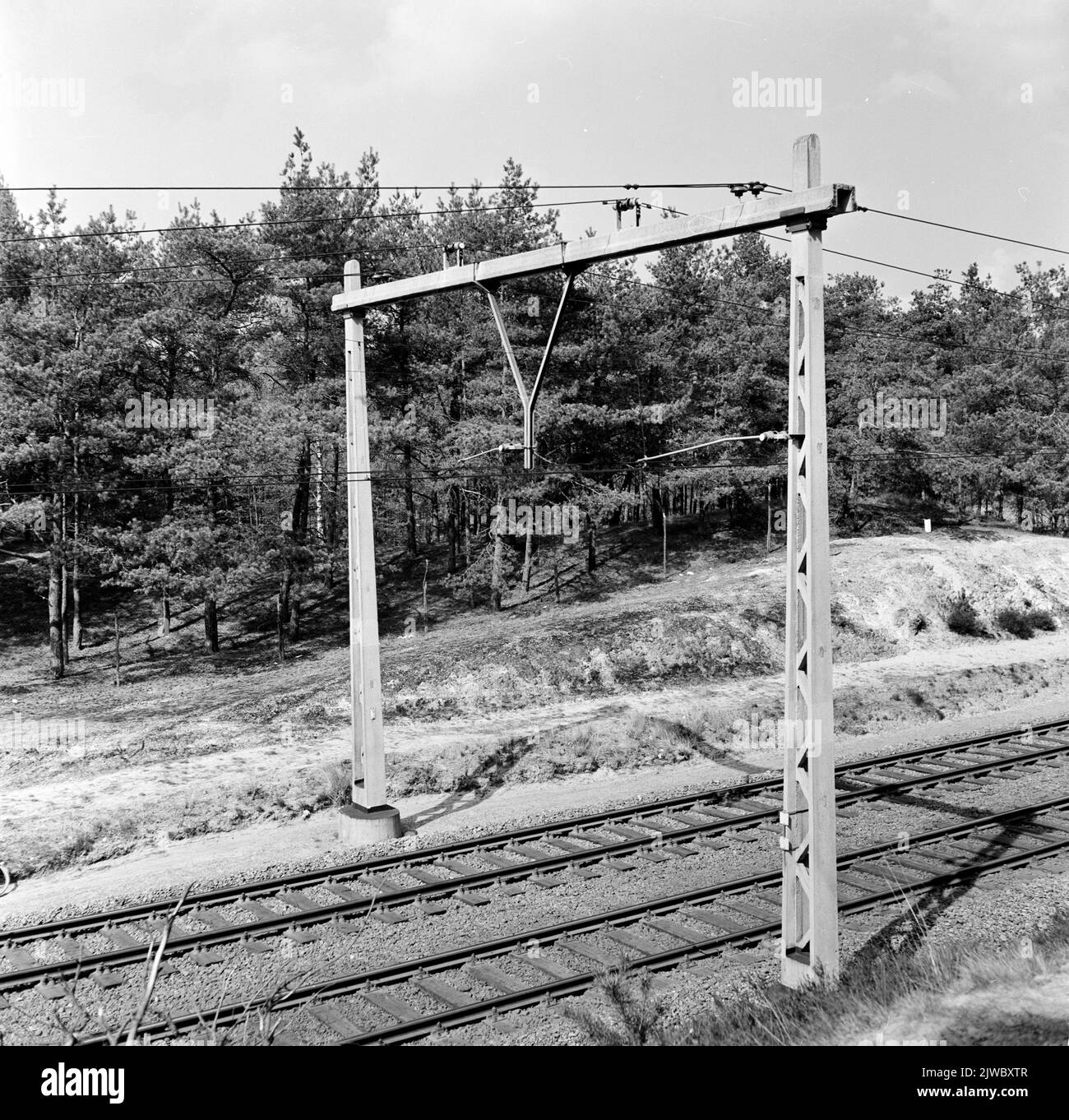 Image of a concrete overhead pipe portal at the railway line in ...