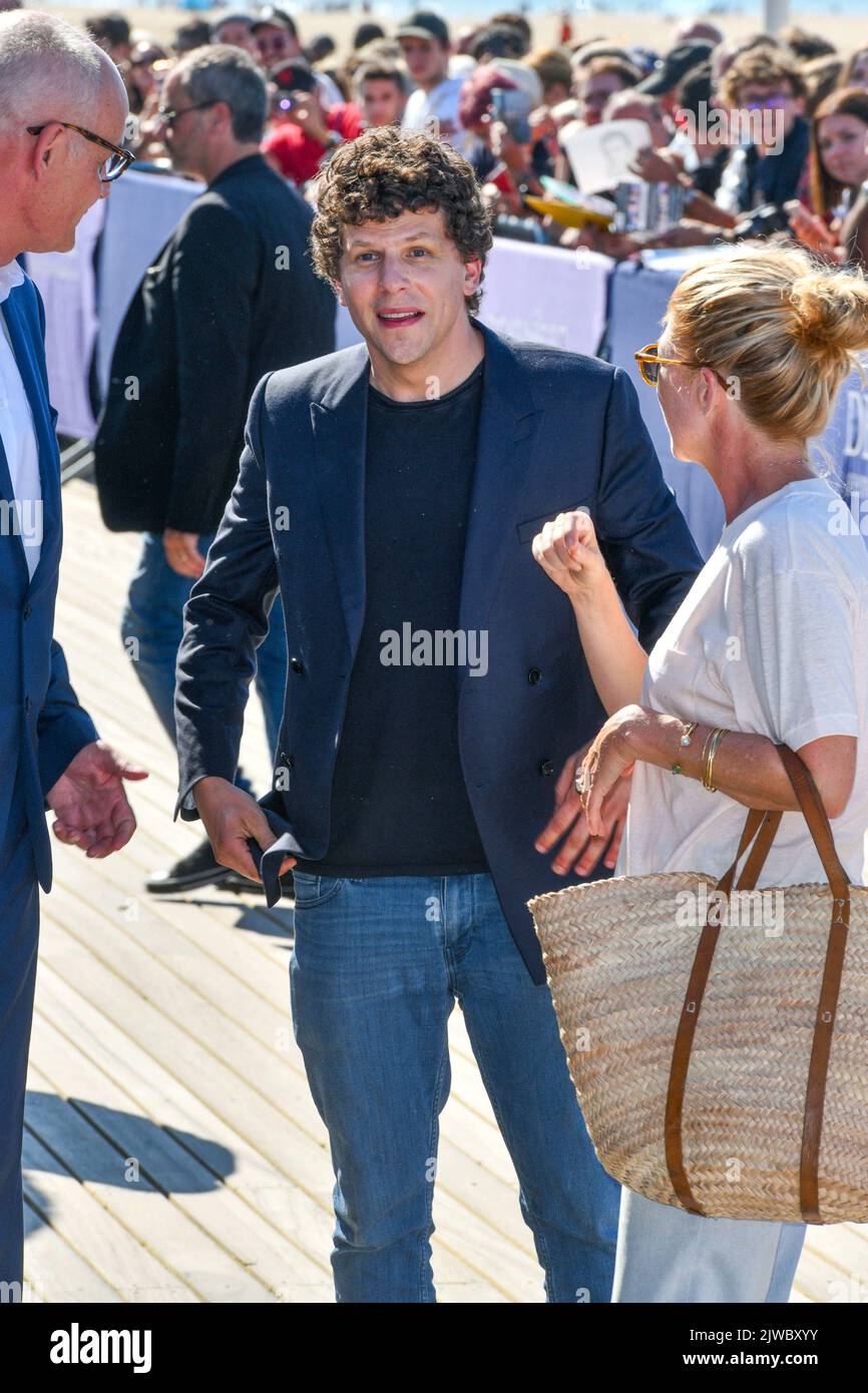 Jesse Eisenberg poses during the unveiling of his dedicated beach ...