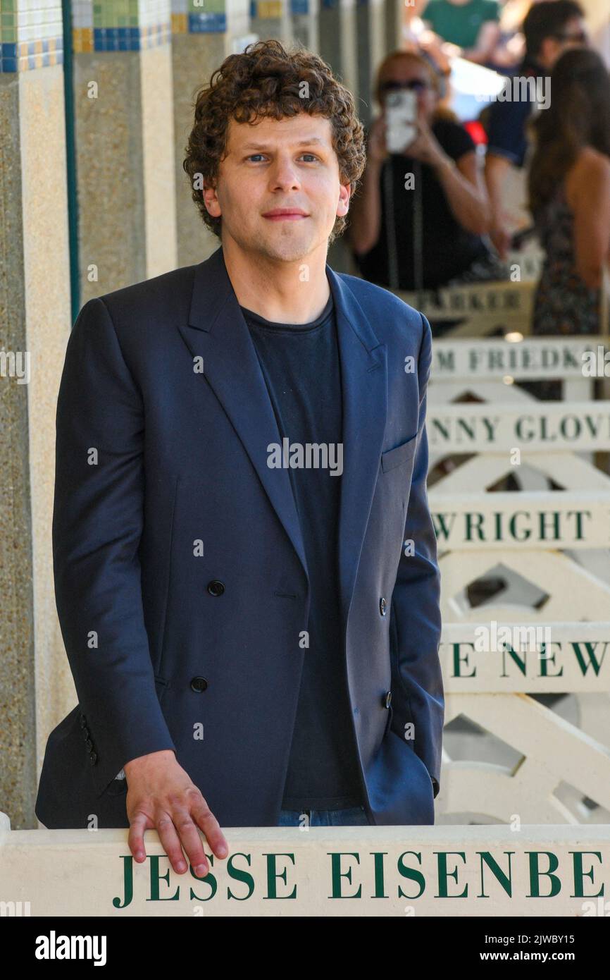 Jesse Eisenberg poses during the unveiling of his dedicated beach ...