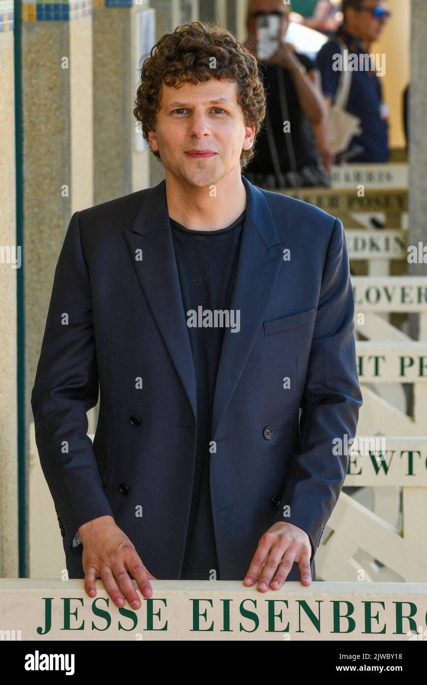 Jesse Eisenberg poses during the unveiling of his dedicated beach ...