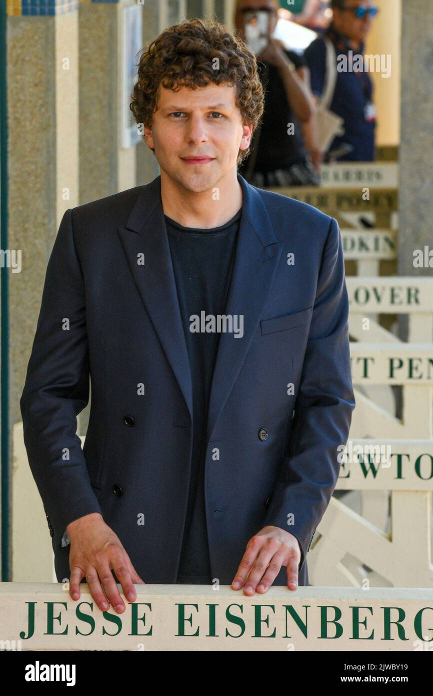 Jesse Eisenberg poses during the unveiling of his dedicated beach ...