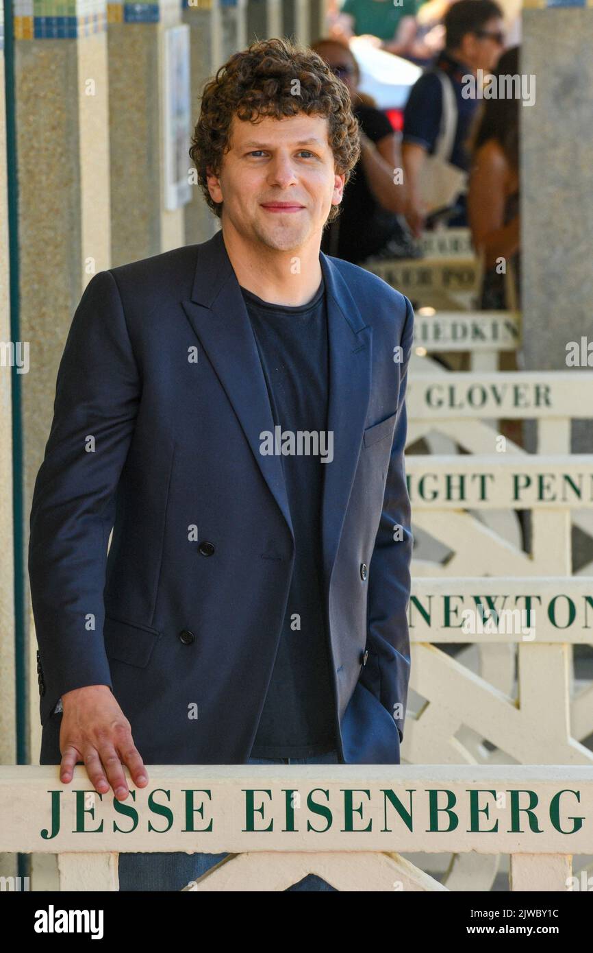 Jesse Eisenberg poses during the unveiling of his dedicated beach ...