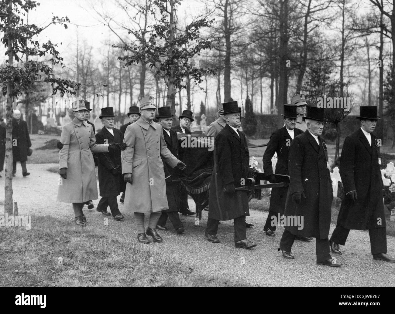 Image of a funeral of, presumably, a soldier, on the R.K. Cemetery ...