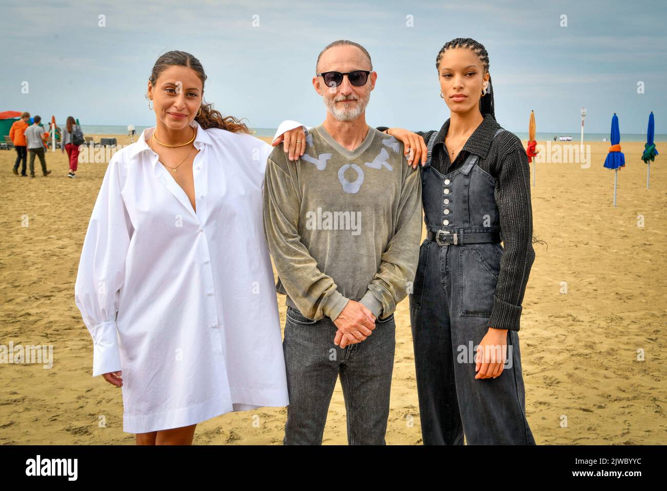 Angèle Mac, Guillaume Nicloux and Lina Camélia Lumbroso attend a ...