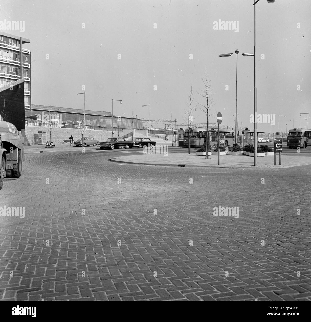View of the bus station at the N.S. station Schiedam-Rotterdam West in ...