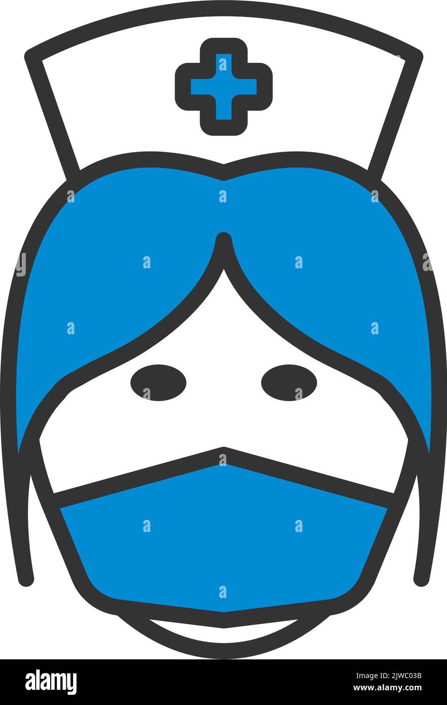 Nurse Head Icon. Editable Bold Outline With Color Fill Design. Vector ...