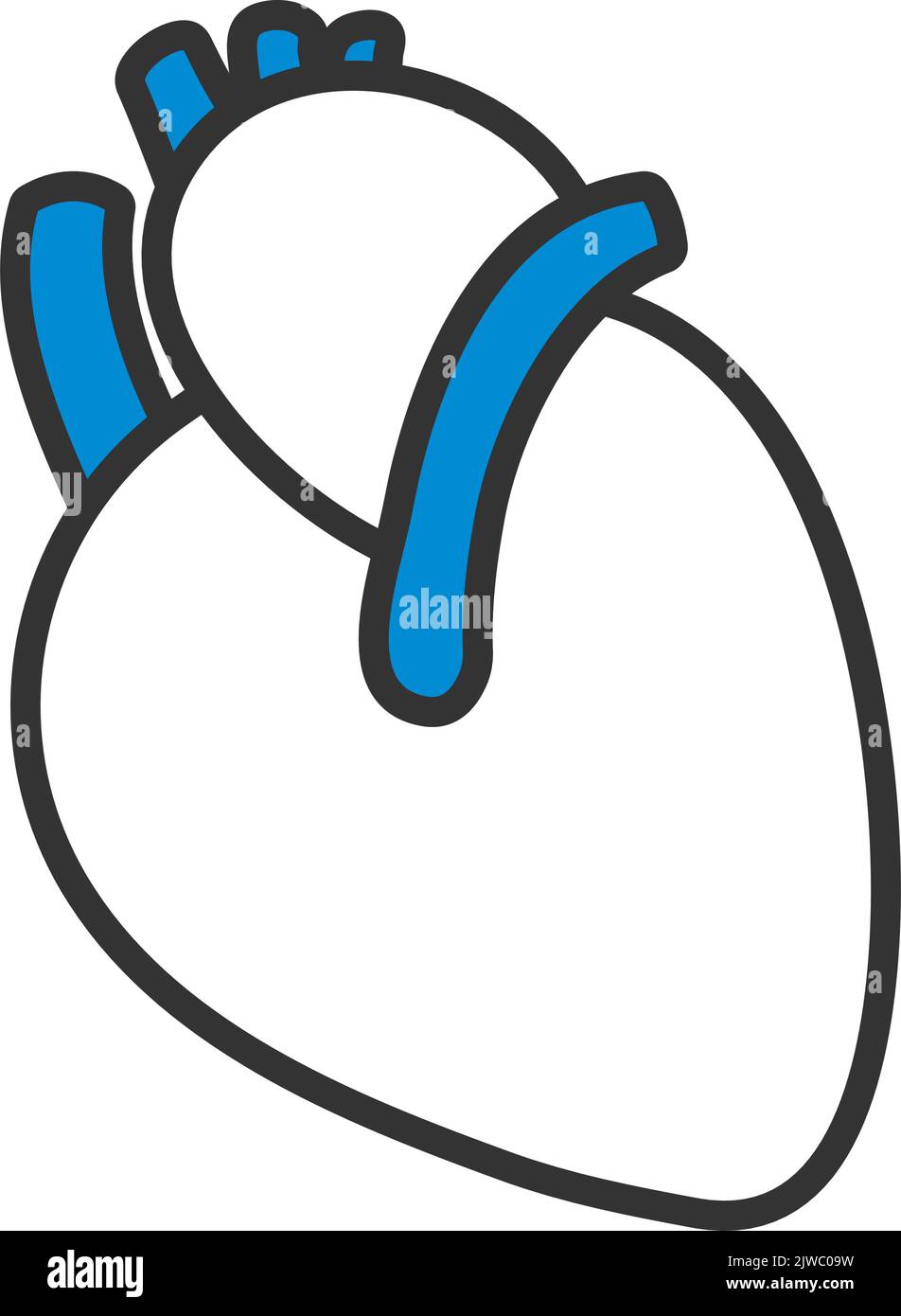 Human Heart Icon. Editable Bold Outline With Color Fill Design. Vector ...