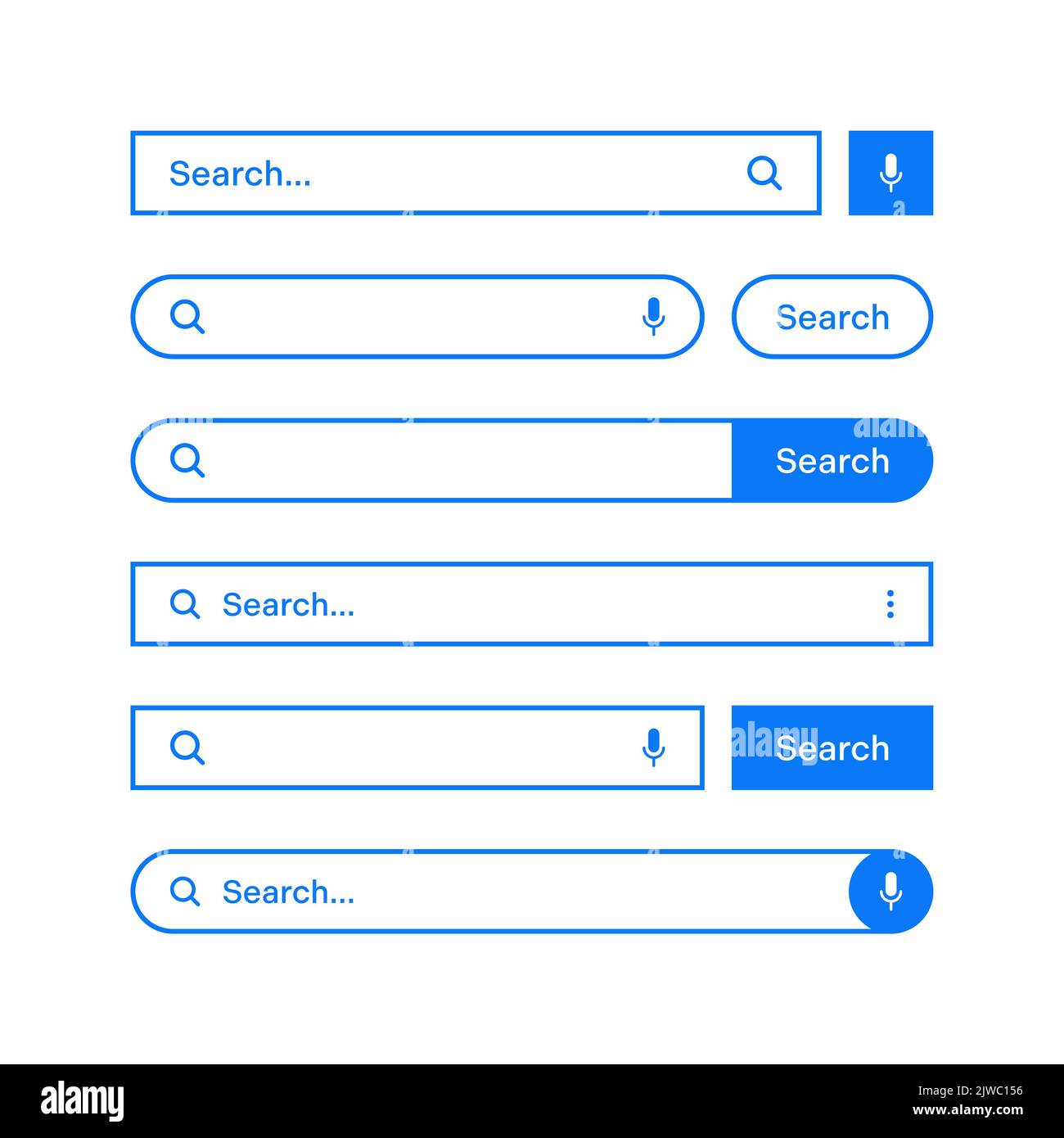 Various search bars with outline border. Internet browser engine with ...